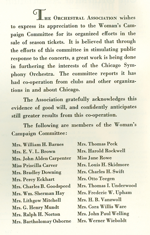 125 Moments: 049 The Women’s Association and the League of the CSOA | Chicago Symphony Orchestra