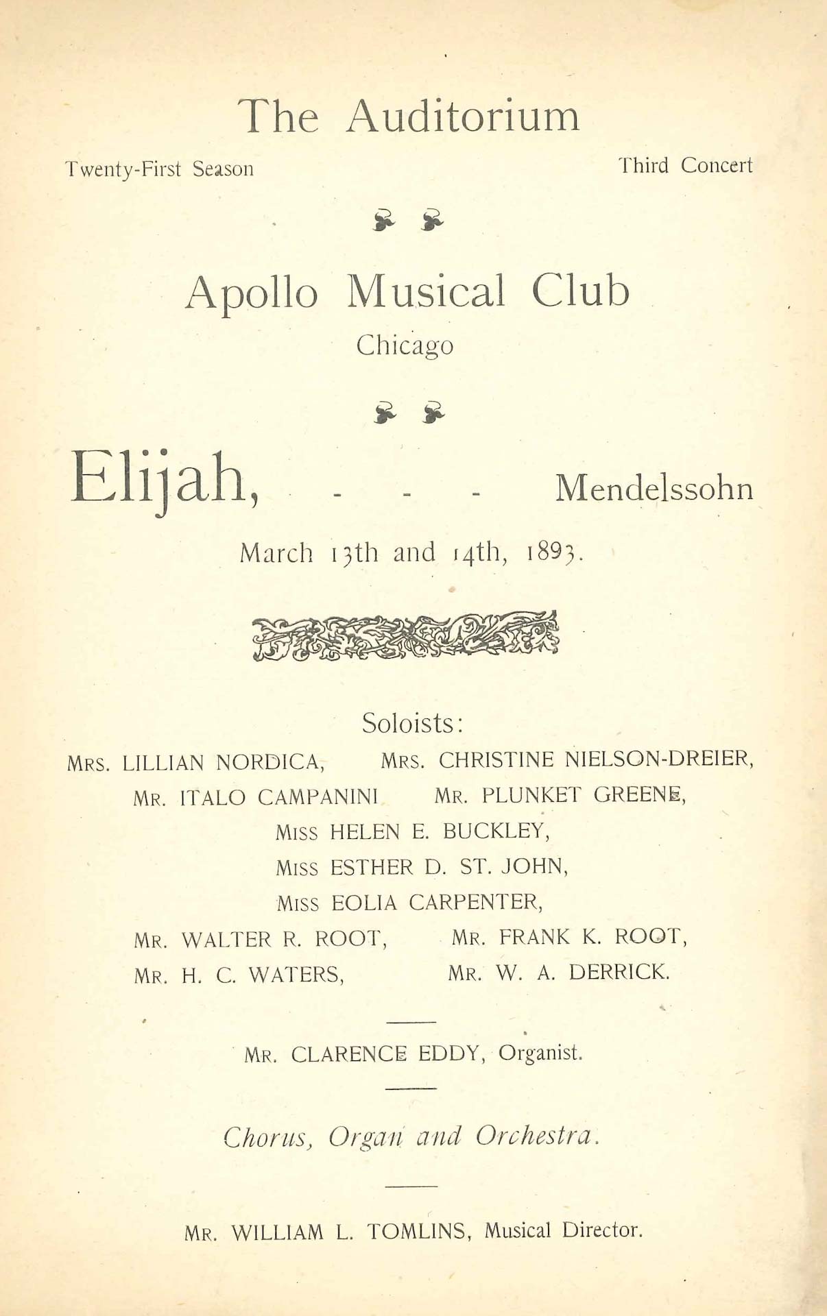 Mendelssohn's Elijah in 1893 | Chicago Symphony Orchestra